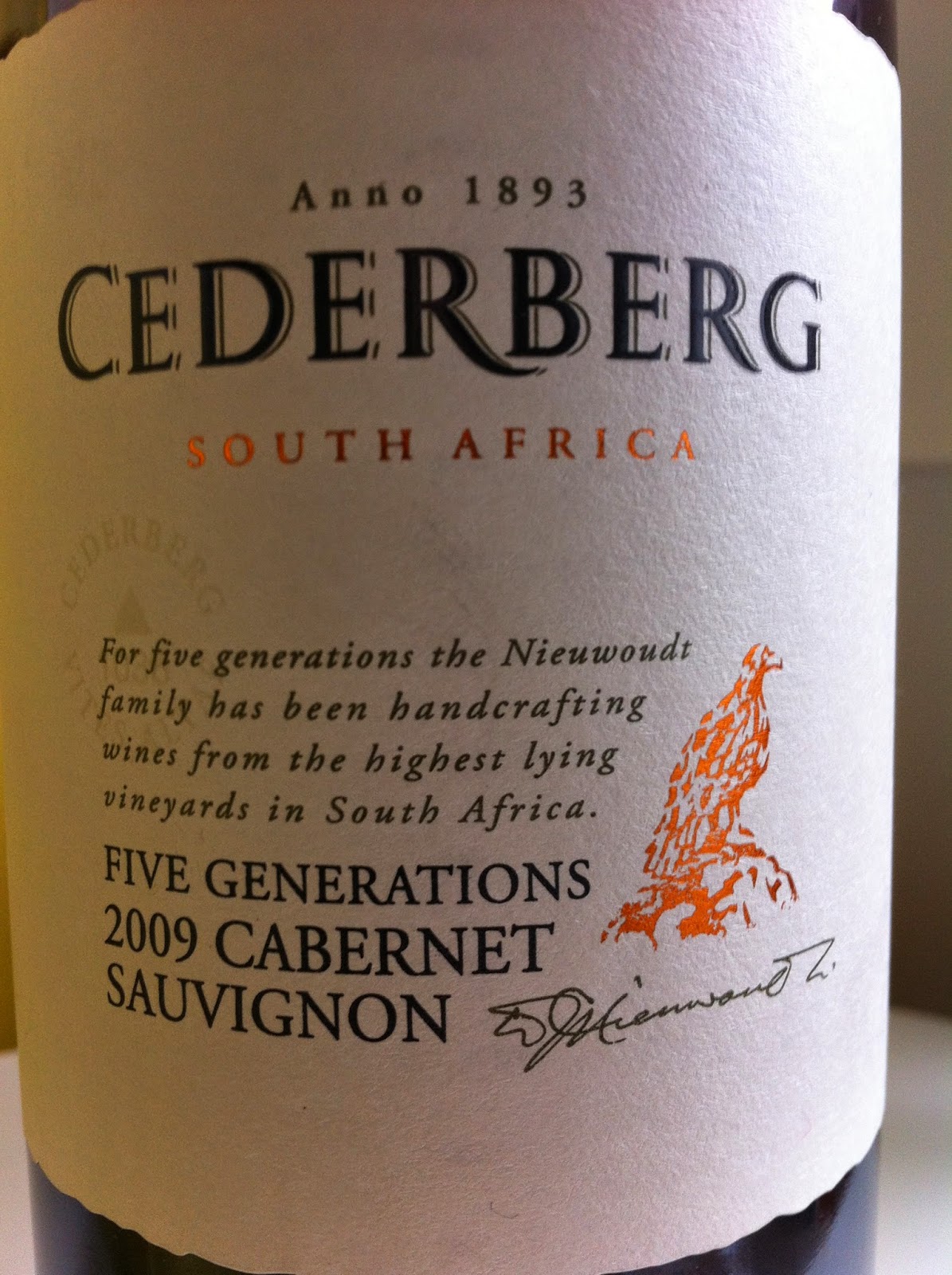 WINE IN SWEDEN: TN : Cederberg Five Generations Cabernet Sauvignon 2009 ...