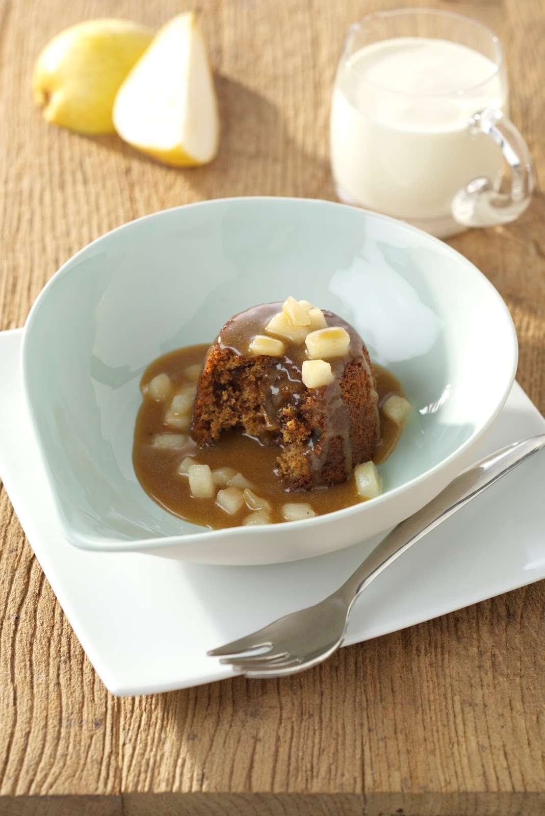 Sticky Ginger Puddings Recipe with Toffee Pear Sauce