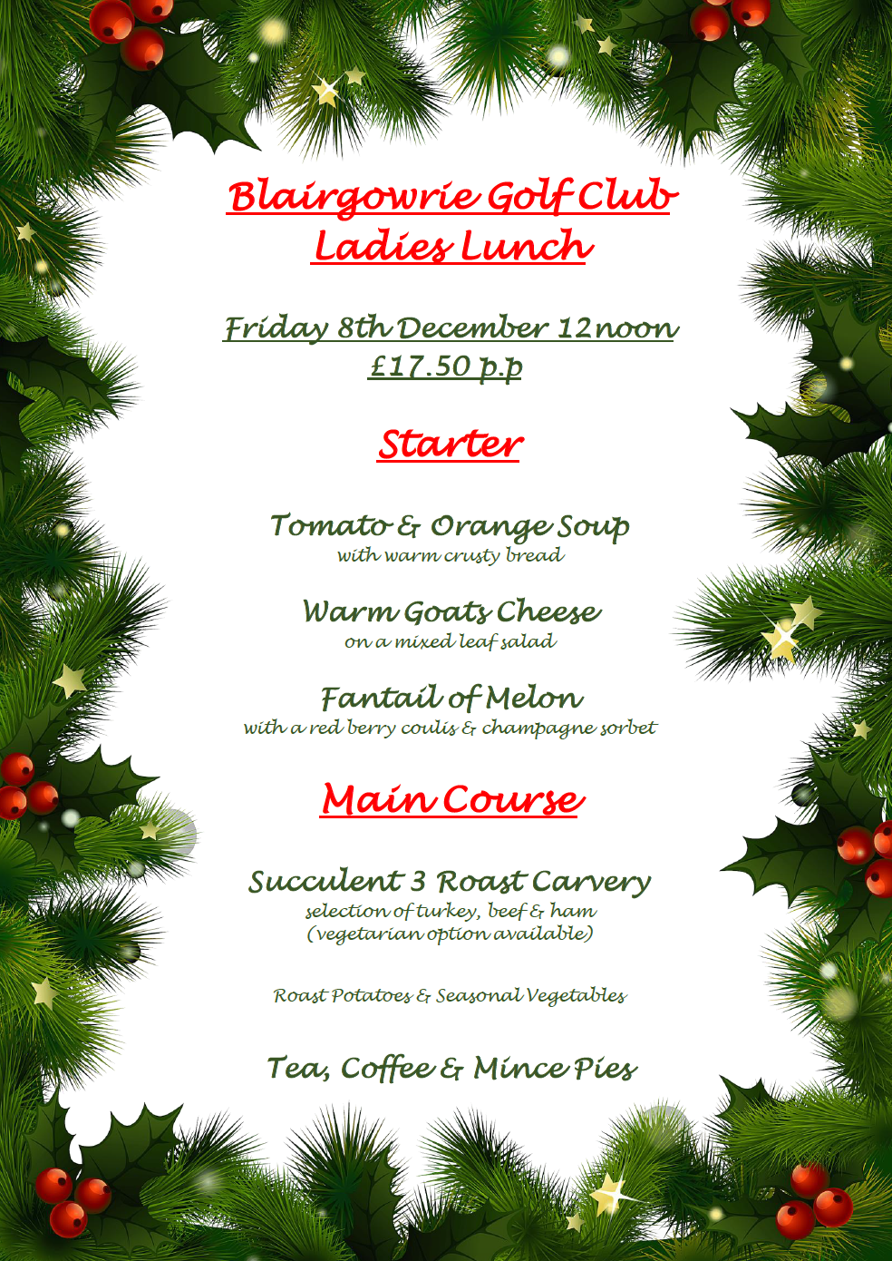 BLAIRGOWRIE GOLF CLUB LADIES' SECTION: LADIES' CHRISTMAS LUNCH FRIDAY ...