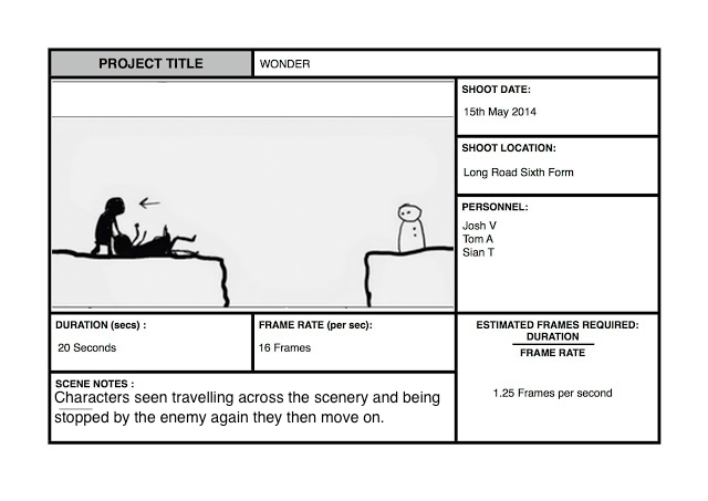 Tom A's Animation Level 3 Blog [PROJECT 2 & 3]: Shot Log Sheets | Wonder