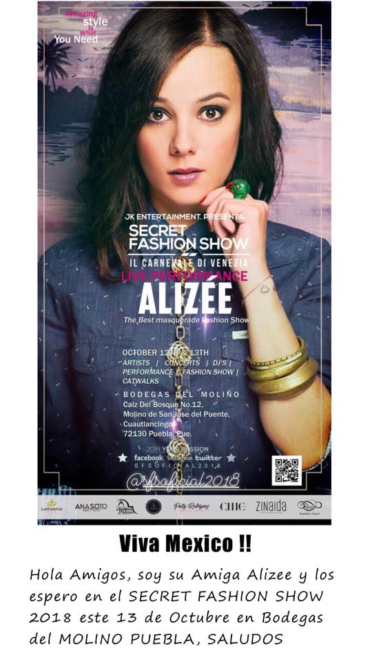 Alizée Planet: Alizée regresa a México! Esta vez a Puebla.