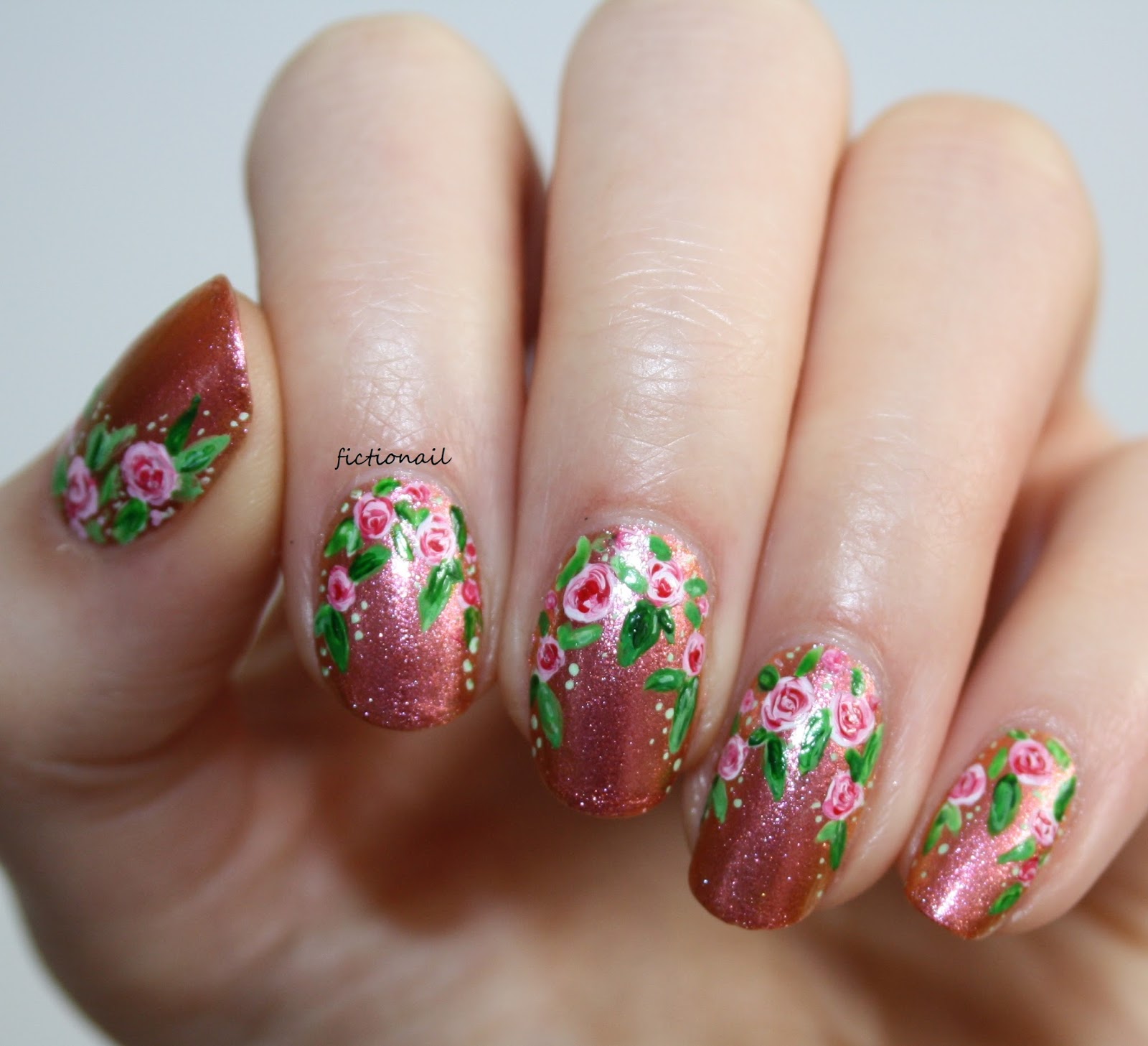 Rose Floral Border Nails