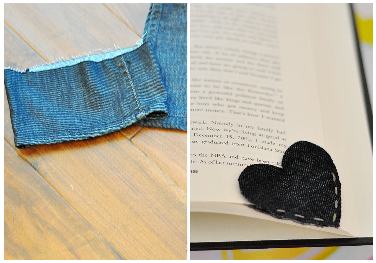 The Cheese Thief: Old Denim Corner Heart Bookmark