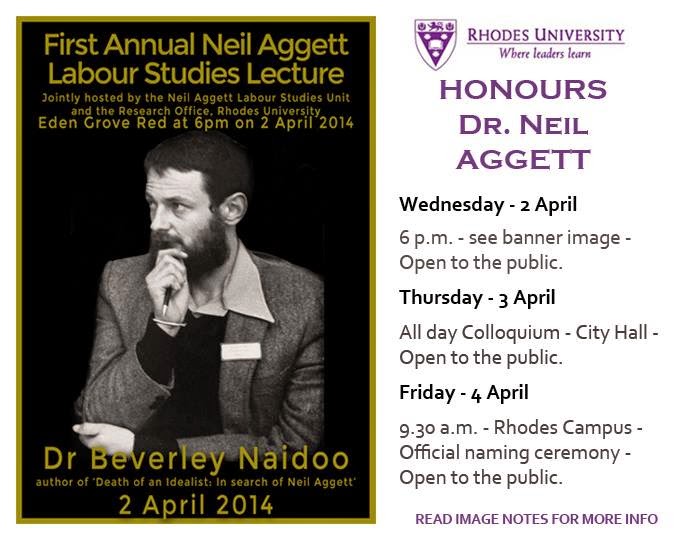BEVERLEY NAIDOO: Rhodes University honours Neil Aggett