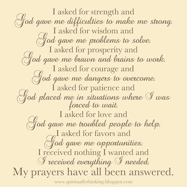 and Spiritually Speaking: My Prayers Have All Been Answered