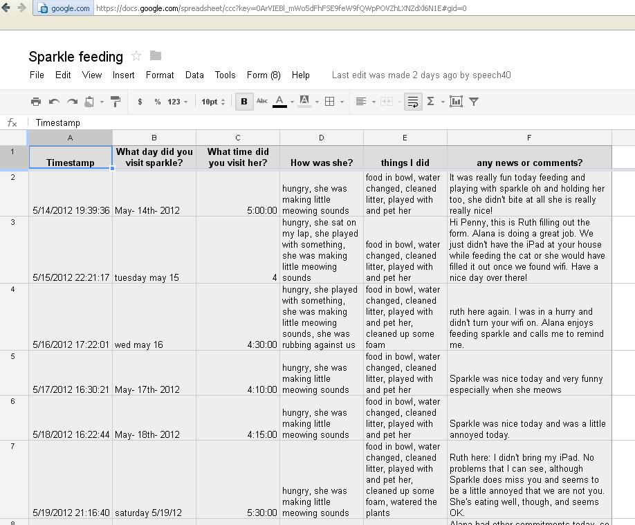 Chapel Hill Snippets: Meow! Using Google forms for Cat Sitting!