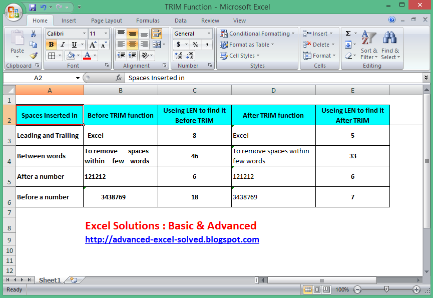 Use Trim Function In Excel To Remove Extra Spaces From Words Numbers Non Printable Characters
