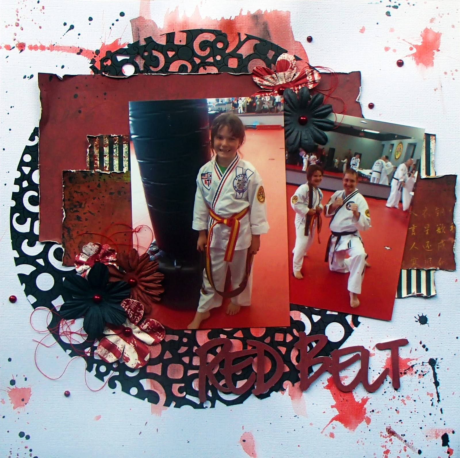 Red Belt - My Scraps & More Sketch #91 ~ Nadine Carlier