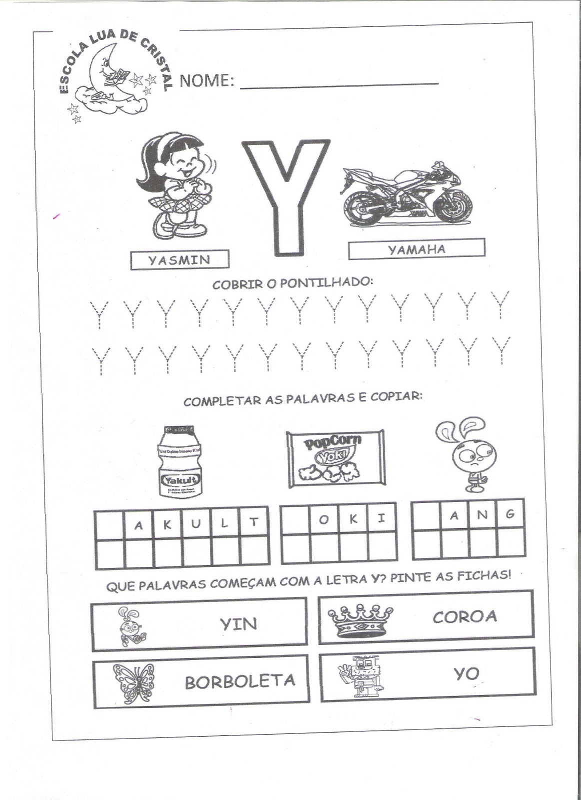 Atividades & cia: LETRA Y