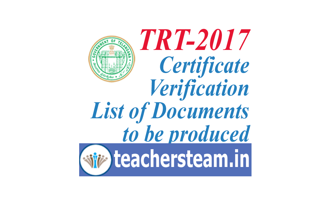 TSPSC-TRT verification Process - list of documents/certificates to be ...