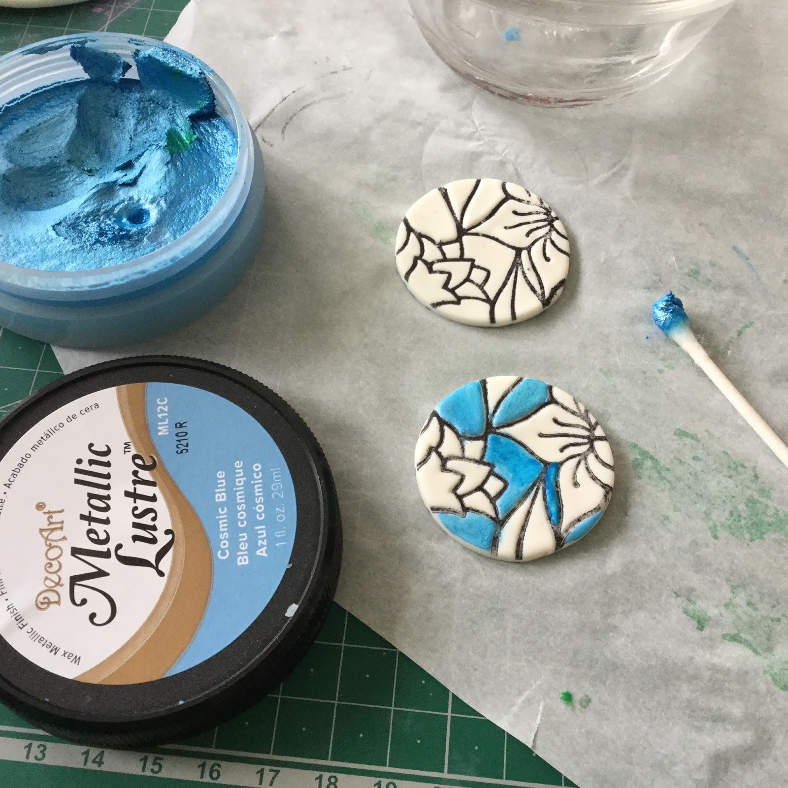 Floral Disc Clay Earrings