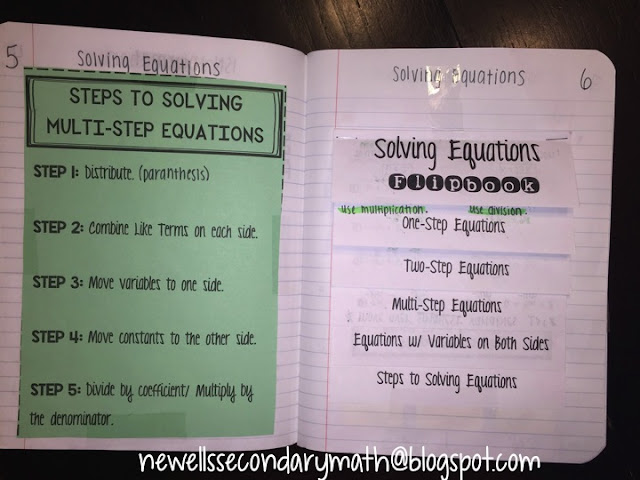 Solving Equations Flipbook | Mrs. Newell's Math
