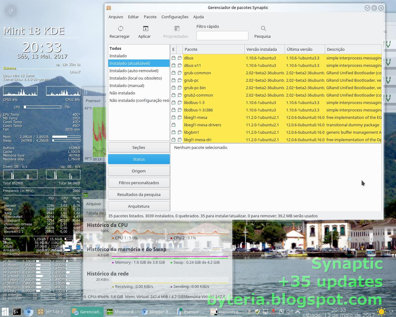 Byteria: Quadro comparativo dos sistemas Linux instalados (2016-2017)