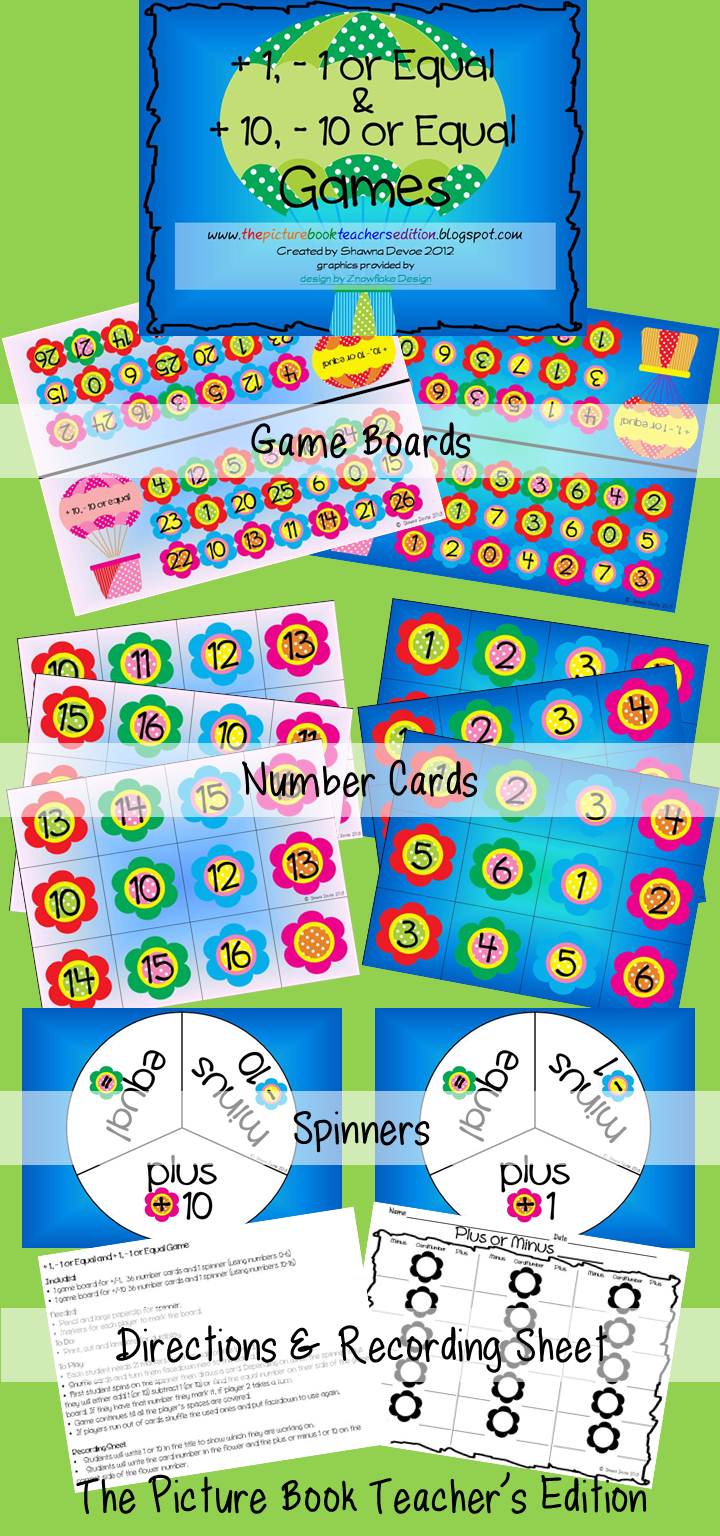 Plus or Minus 1 or 10 Game - A Tutoring Activity | The Picture Book ...