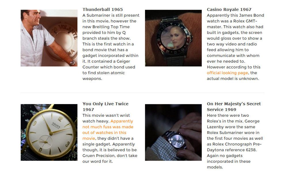 James Bond watch timeline - 007 Travelers