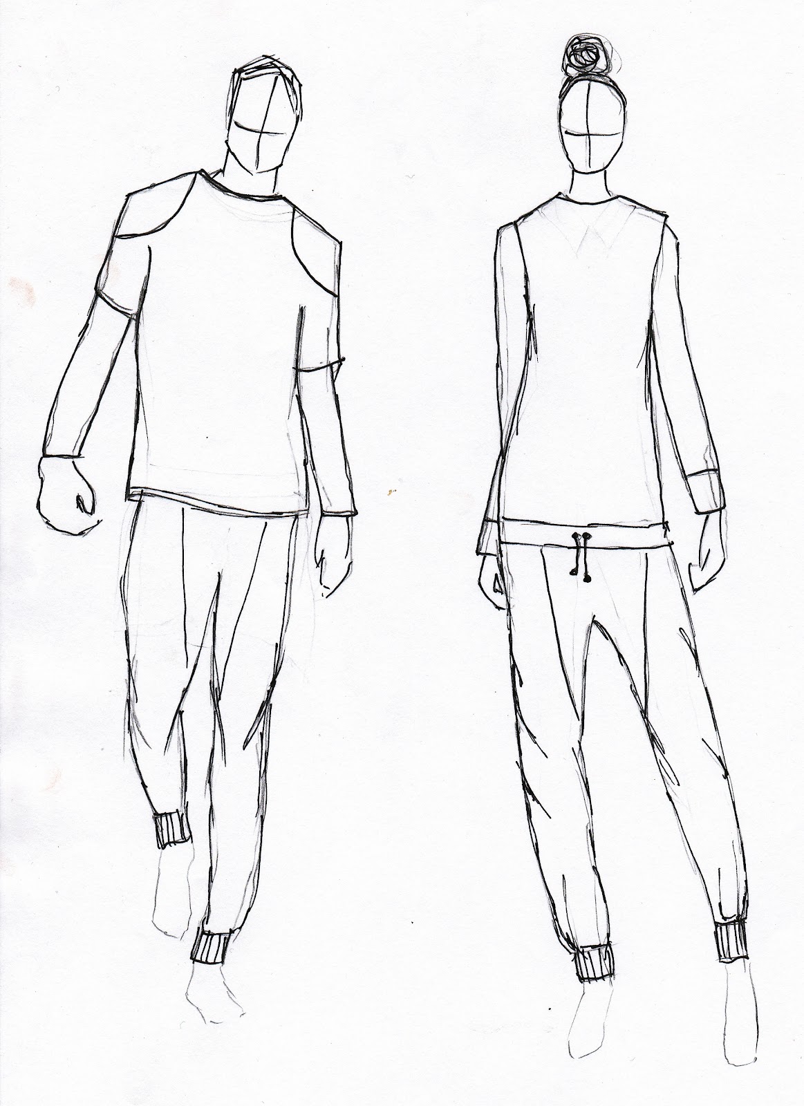 Alain: Putting together outfits - line drawings