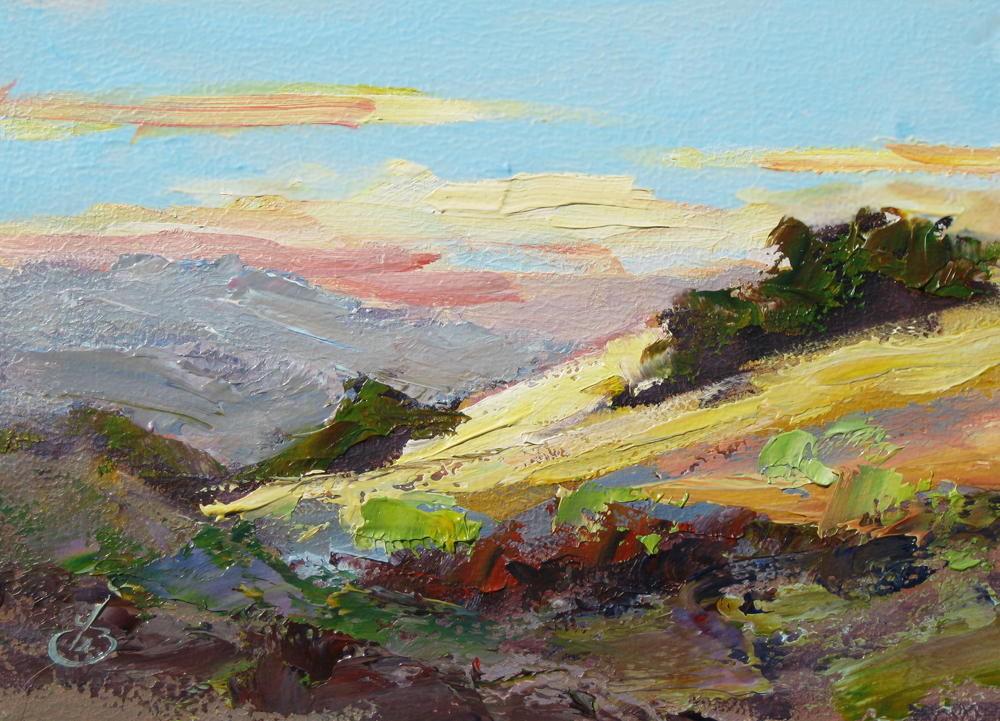 TOM BROWN FINE ART: COLORFUL OAK TREES, HILLS, MOUNTAINS, 5x7 ...