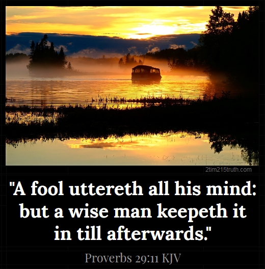 2 Timothy 2:15 Truth: Verse of the Day: Proverbs 29:11 KJV