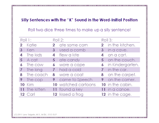Ms. Lane's SLP Materials: Articulation: Silly Sentences with the K Sound