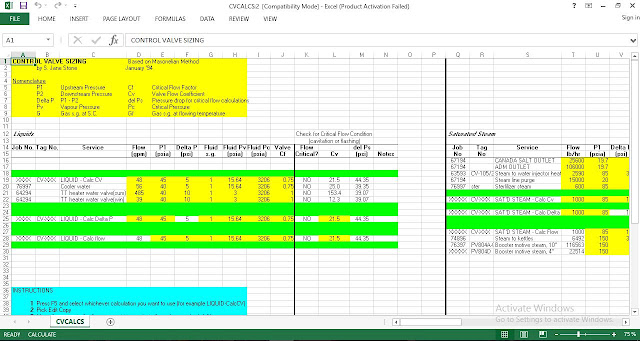 Control Valve Sizing Excel Worksheet-Download Free
