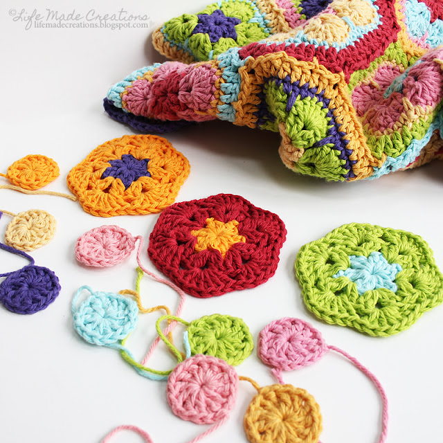 Life Made Creations: crochet: puff circle in a square pattern