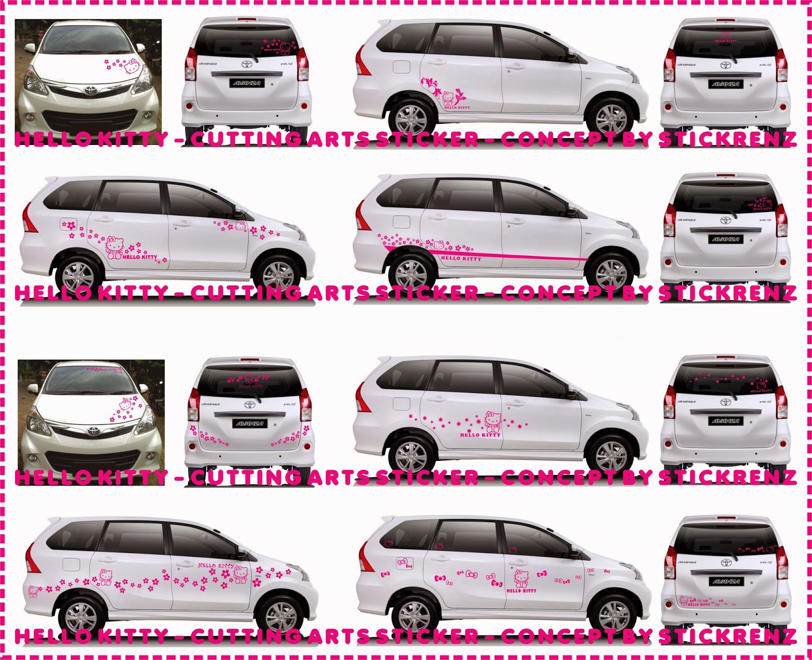 STICKRENZ: Toyota Avanza White - Hello Kitty Cutting Arts Sticker Concept