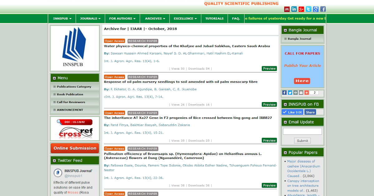 IJAAR, October 2018 Issue | Int. J. Agron. Agri. Res. 13(4) - IJAAR ...