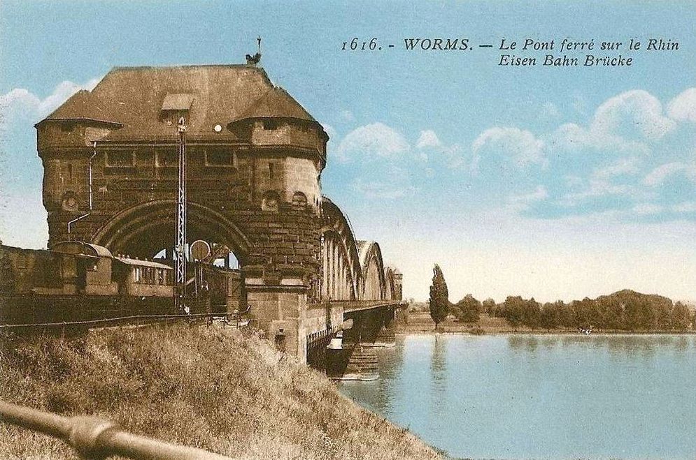transpress nz: Worms railway bridge over the Rhine, Germany, early 20th ...