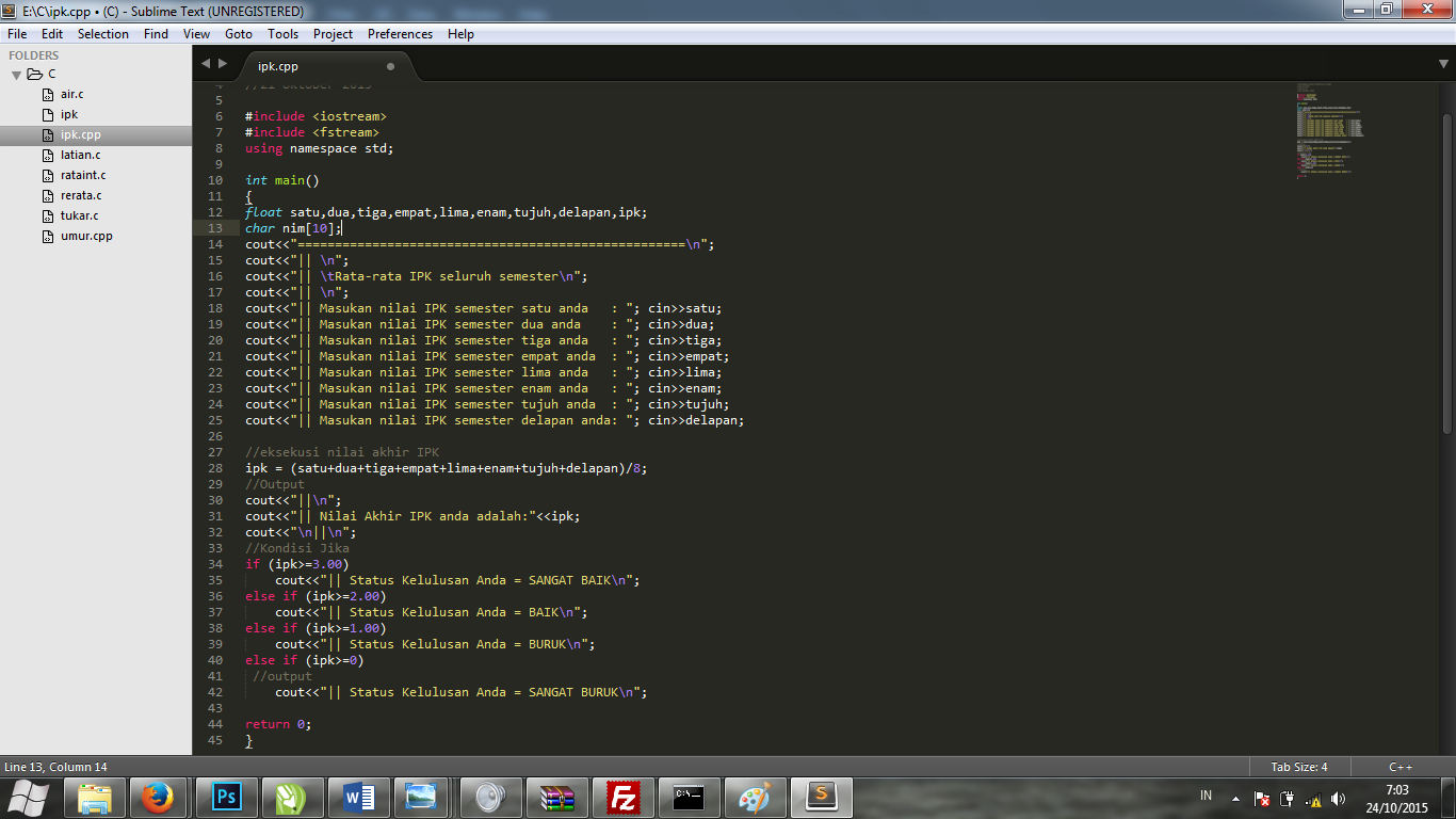 Membuat grade nilai menggunakan IF Else pada pemrograman Dasar ...
