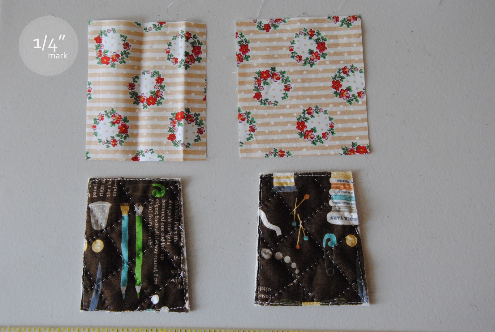 1/4" mark: Tutorial: the triangle pouch