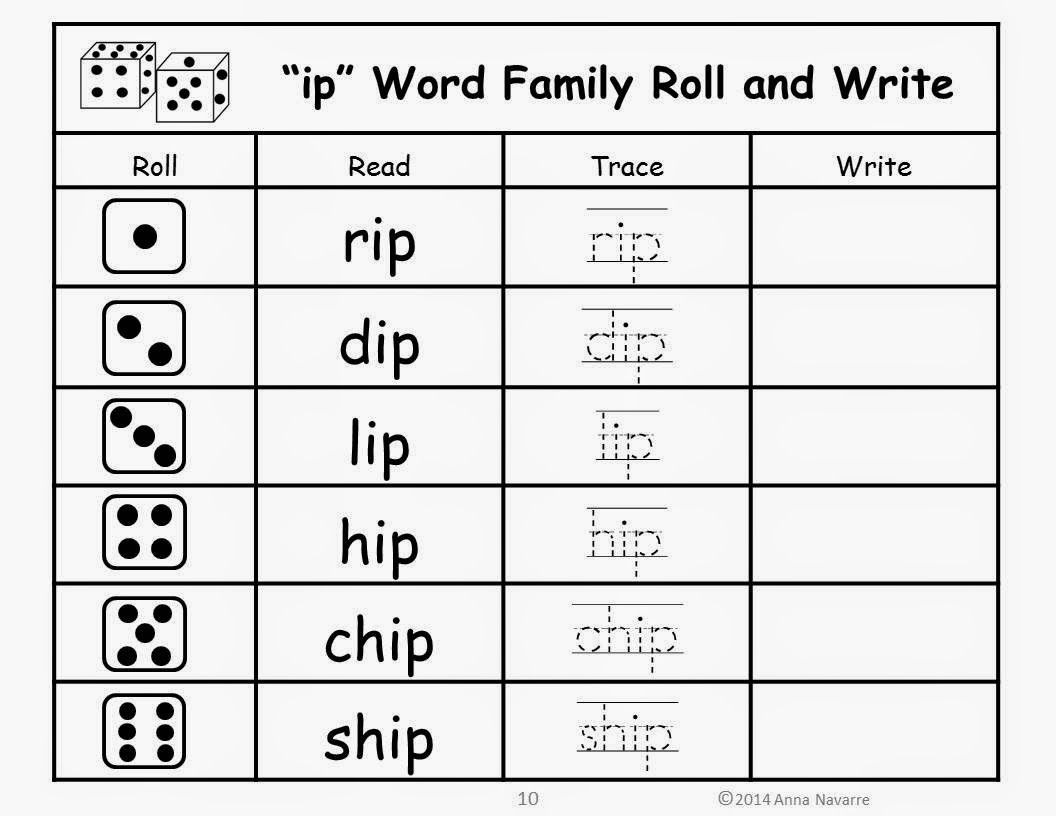 Mrs. Navarre’s Teaching Blog: Word Family Roll and Write
