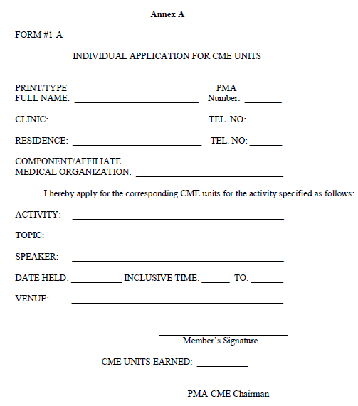 Public Health Resources: Form & Contents of Application | PMA CME ...