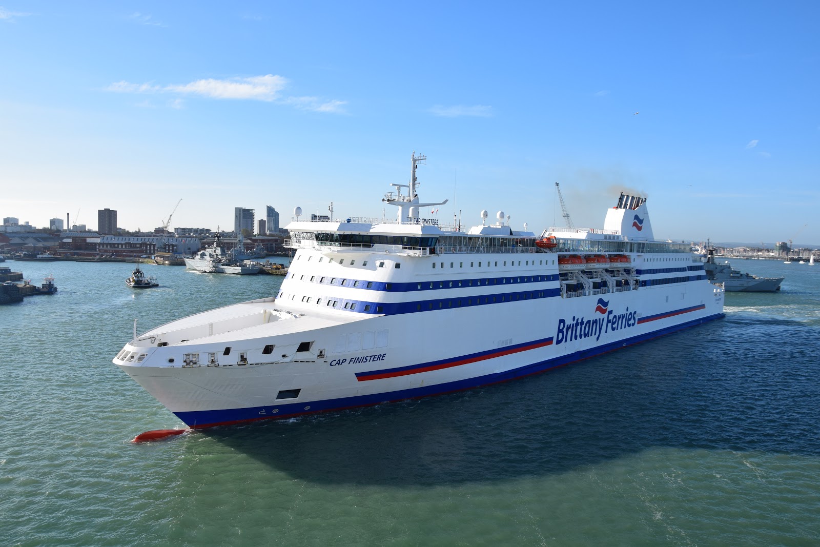 BRITTANY FERRIES: CAP FINISTERE arriving Portsmouth