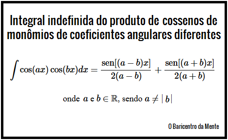 Integral indefinida do produto de cossenos de monômios de coeficientes ...