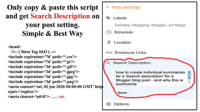 How to create a Search Description on your Blogger & Post SEO by html ...