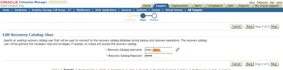 Step Into Oracle DBA ( SID ): Recovery Catalog update gives Error - java.sql.SQLException: ORA ...