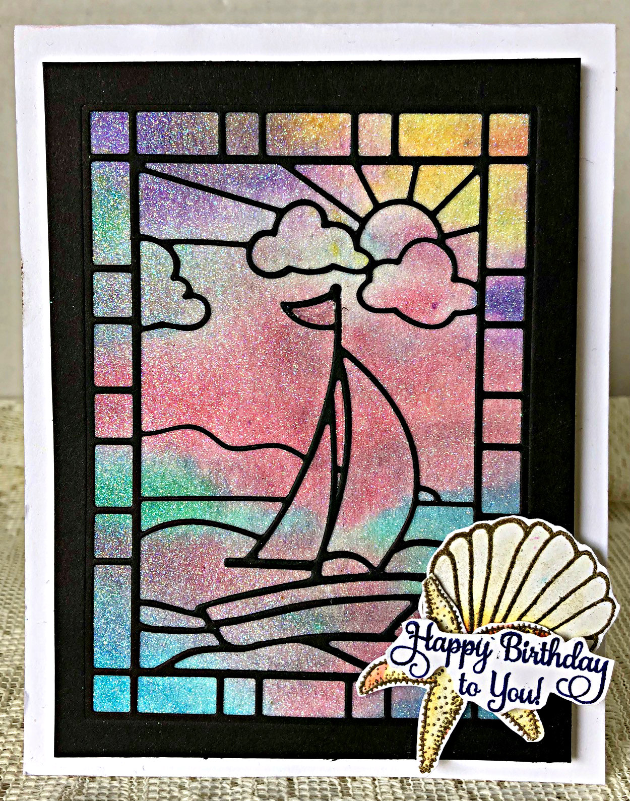 I Love Stamping: Happy Birthday Stained Glass Card