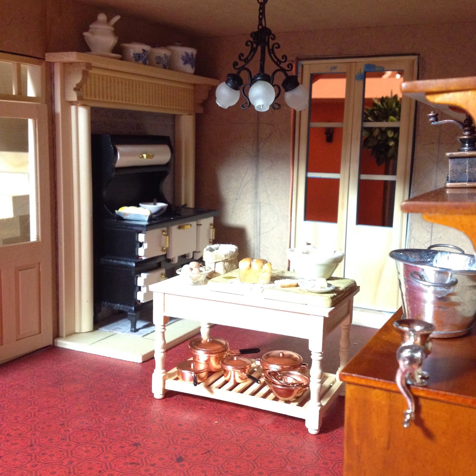 Jocelyn's Mountfield Dollhouse: Scratch Built Kitchen Over Mantle