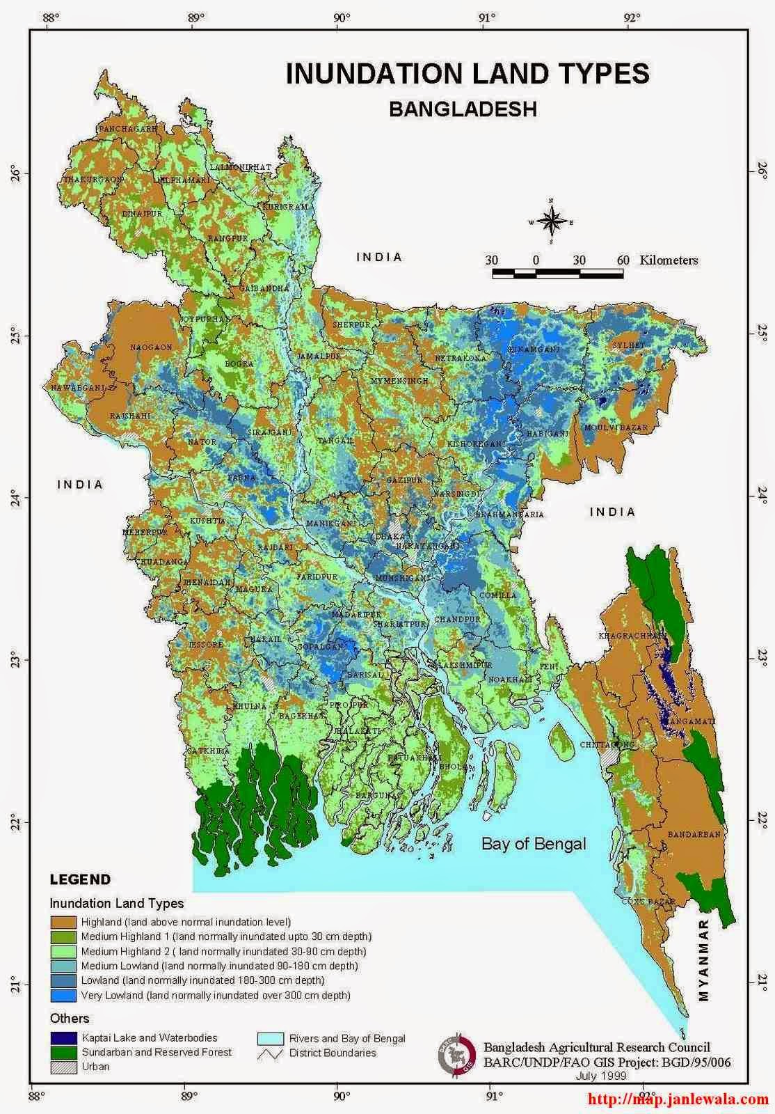 Bangladesh Inundation Land Types Map