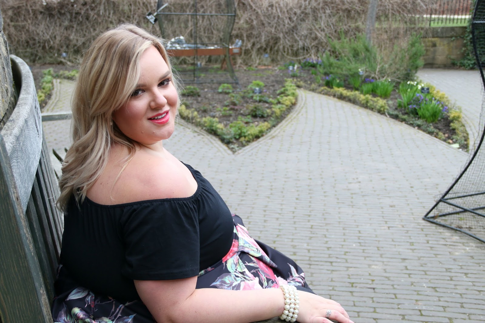 AX Paris Curve Rose Print Bardot Dress at Yours Clothing - WhatLauraLoves