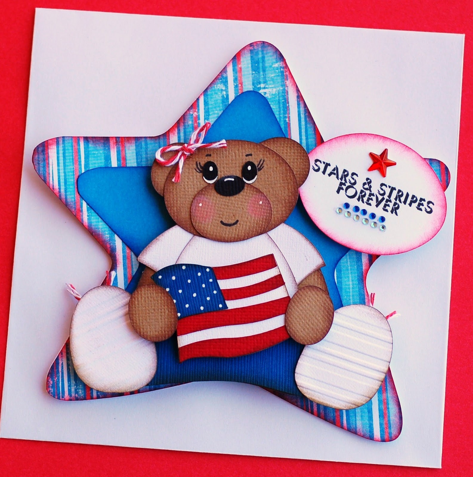 Paper Creations by Kristin: 4th of July Star Cards with Patriotic Bear