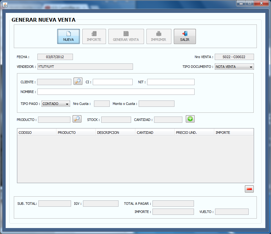 Sistema de Ventas - Java