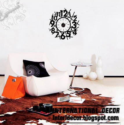 Modern wall decal clock shapes for living room