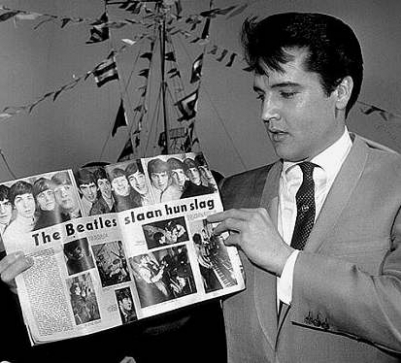 When did Elvis Presley play bass with The Beatles?