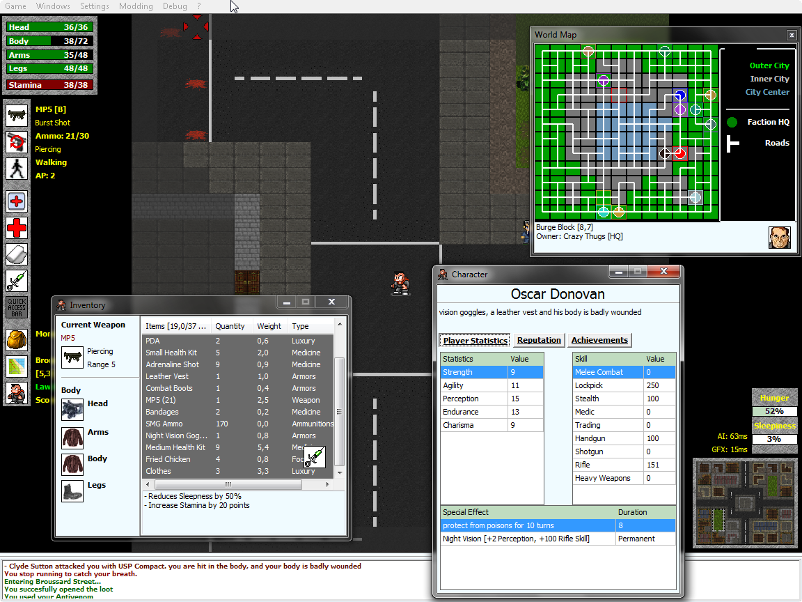 Grand Rogue Auto - Graphical GTA Roguelike: Screens and Videos