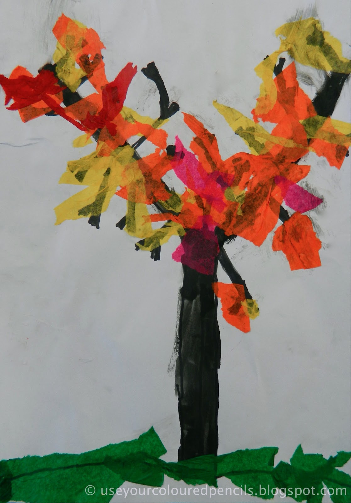 Use Your Coloured Pencils: More Autumn Tree Collages