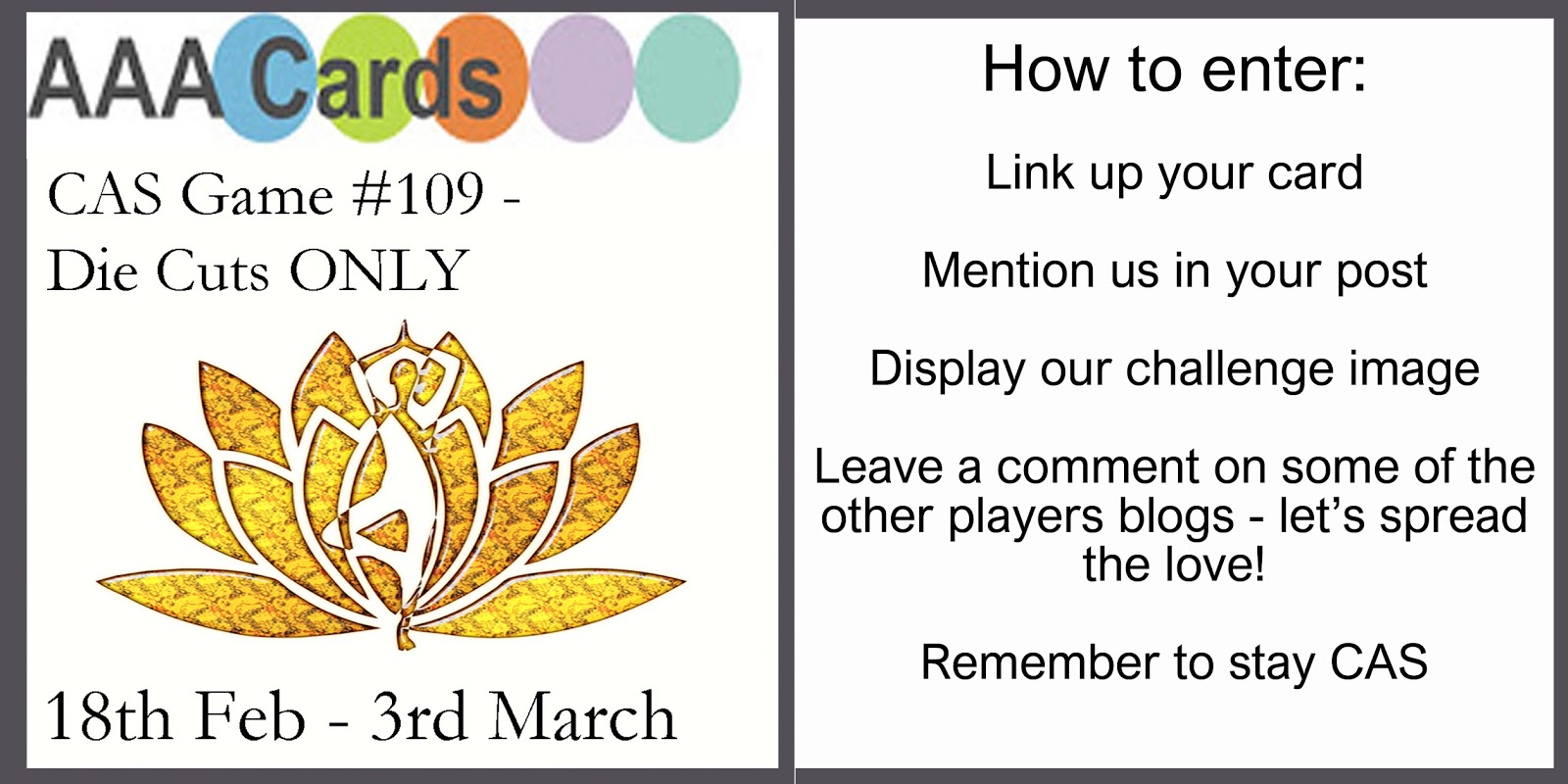 AAA Cards: CAS Game #109 - Die Cuts ONLY