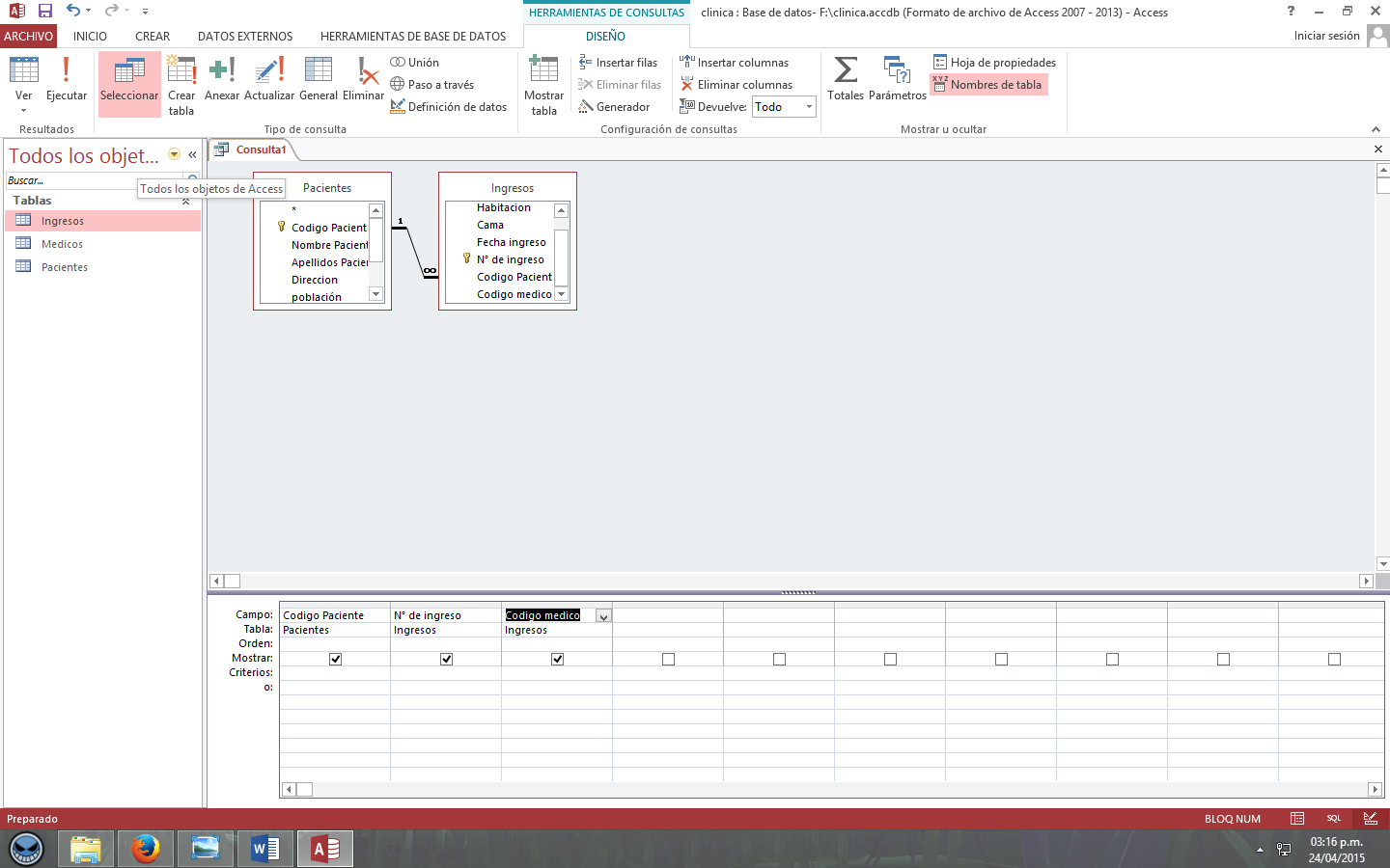 Informatica 2 Jorge Dominguez: Access Capturas de Pantalla