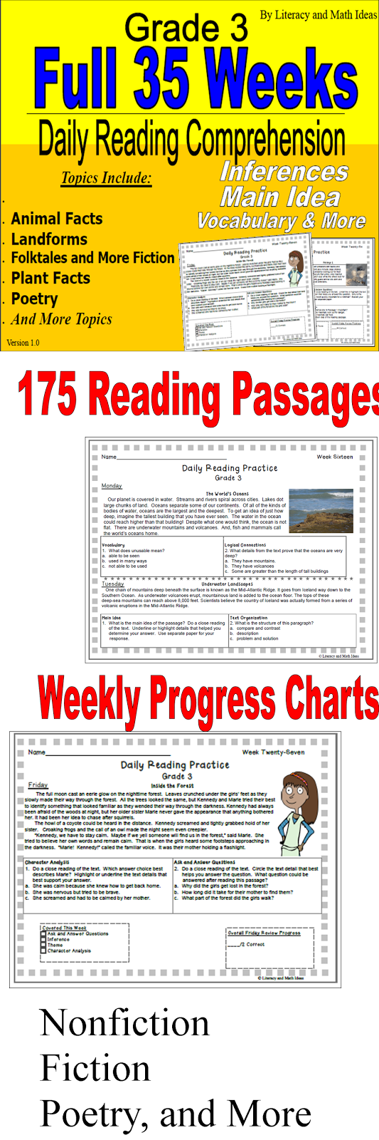 Literacy & Math Ideas: Daily Reading Comprehension (Grade 3)