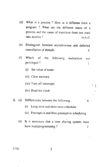 GNDU Operating System PGDCA II Semester 2012 Question Paper ...